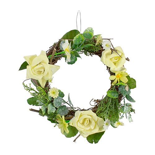 Click here for Northlight 7in Mini Rose And Foliage Yellow Wreath... prices