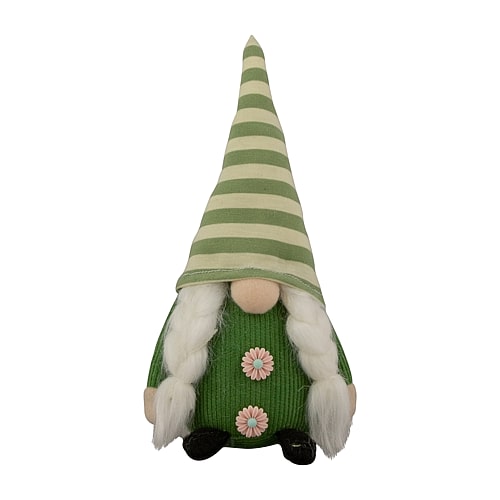 Click here for Northlight 9.25in Green Striped Hat Girl Gnome  On... prices