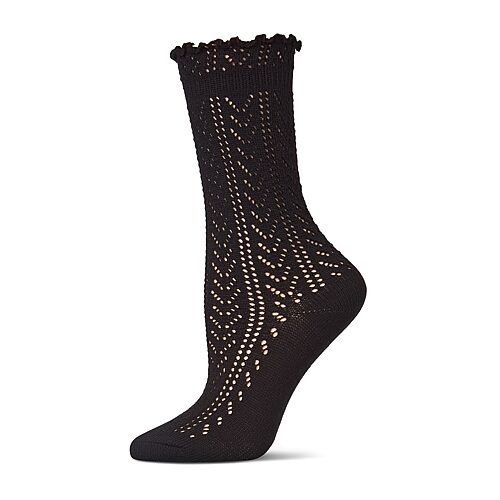 Click here for MeMoi Womens Ruffle Pointelle Crew Socks - Black prices