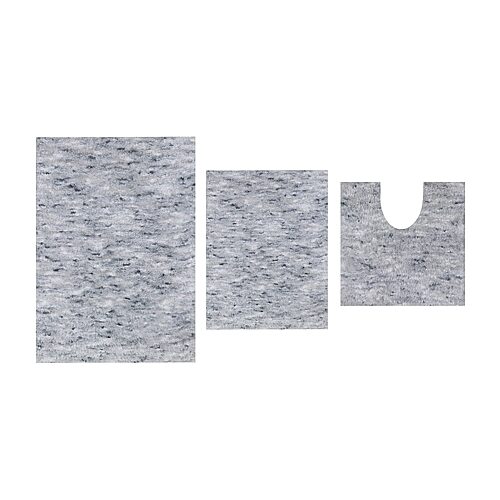 Home Weavers Inc Cloud Comfort Bath Rug 3 Pc 172120 Rug  One Size  Gray