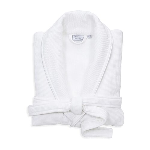 Click here for Linum Home Waffle Terry Bath Robe with Satin Piped... prices