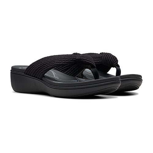 Clarks Cloudsteppers Womens Breezerae Erin Wedge Sandals  6 1/2 Medium  Black
