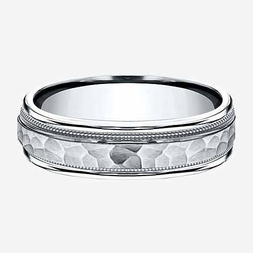 Click here for Mens 10K White Gold 6mm Hammered Band  13 1/2  Whi... prices