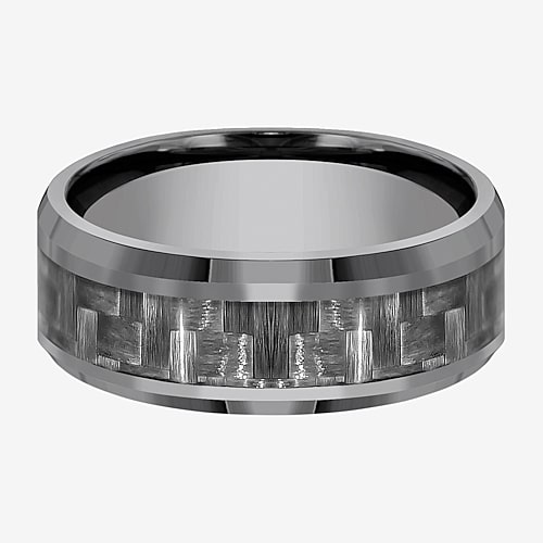 Click here for Mens 8mm Tantalum Carbon Fiber Inlay Wedding Band... prices