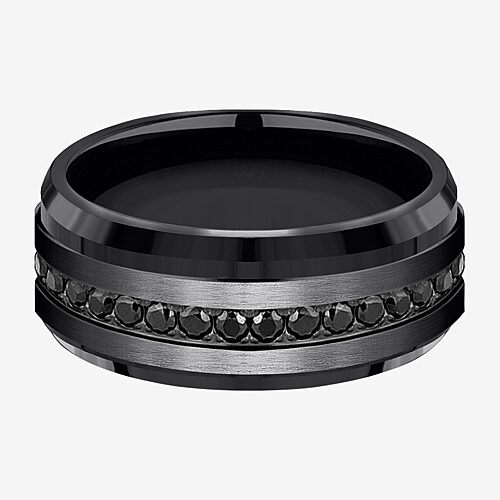 Click here for Mens Comfort Fit 9mm Black Titanium and Cubic Zirc... prices