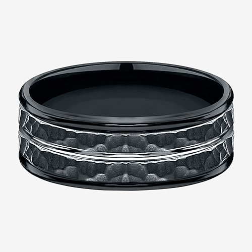 Click here for Mens Black Cobalt Hammered Center 8mm Wedding Band... prices