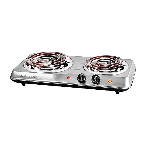 Ovente Double Coil Electric Burner  One Size  Silver