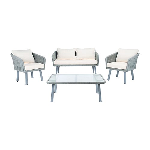 Kerson 4PC Rope Living Set - Grey/beige
