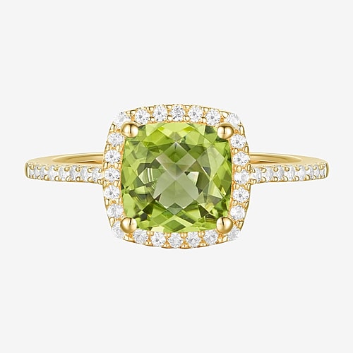 Click here for Womens Gemstone 14K Gold over Silver Cushion Halo... prices