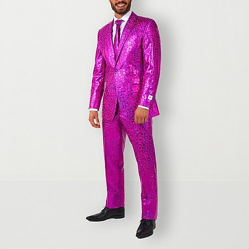 Click here for OppoSuits Big & Tall Shiny Party Suit - Peppy Pink... prices