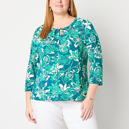 Click here for Liz Claiborne Womens Plus Keyhole Neck 3/4 Sleeve... prices