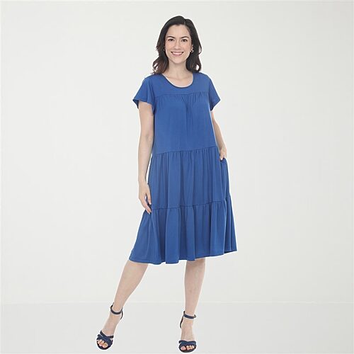 Click here for White Mark Ruffle Tiered Womens Scoop Neck Short S... prices