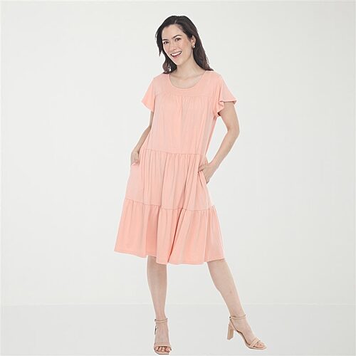 Click here for White Mark Ruffle Tiered Womens Scoop Neck Short S... prices