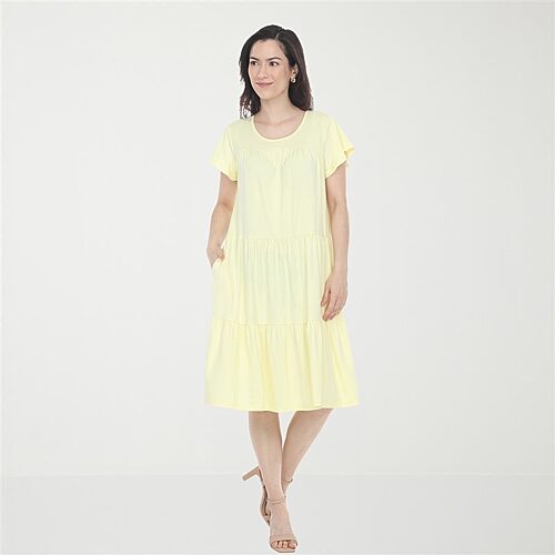 Click here for White Mark Ruffle Tiered Womens Scoop Neck Short S... prices