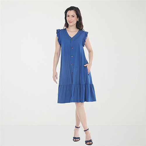 Click here for White Mark Button Front Womens Short Sleeve Swing... prices