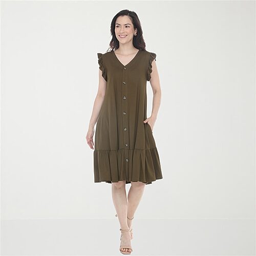 Click here for White Mark Button Front Womens Short Sleeve Swing... prices