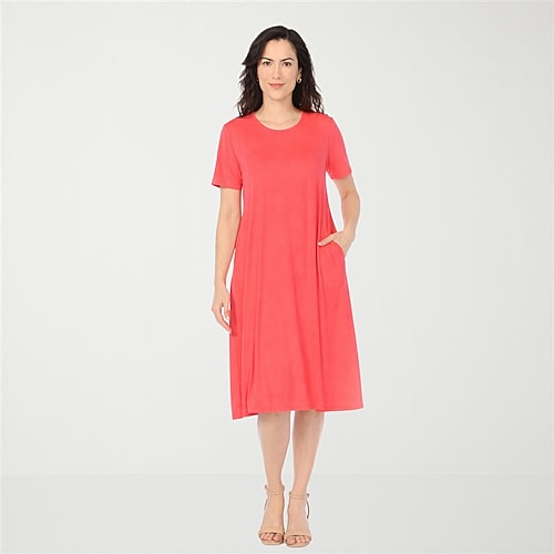 Click here for White Mark Womens Short Sleeve Midi T-Shirt Dress... prices