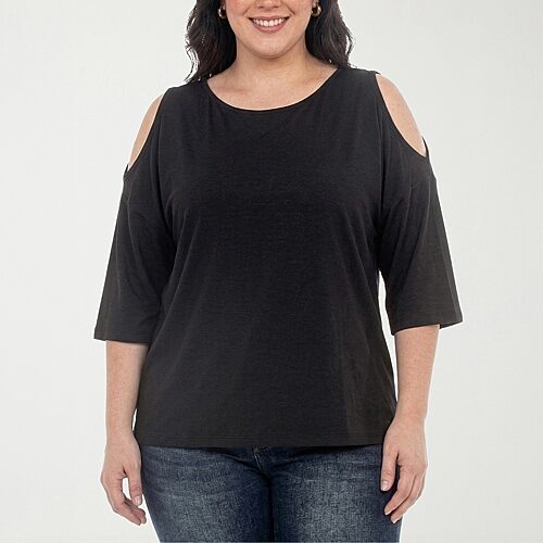 Click here for White Mark Plus Size Casual Cold Shoulder Pullover... prices