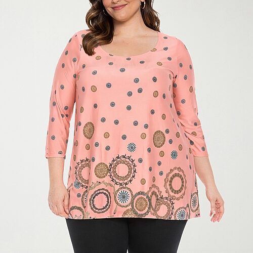 Click here for White Mark Plus Size Printed Sleeve Flowy Tunic To... prices