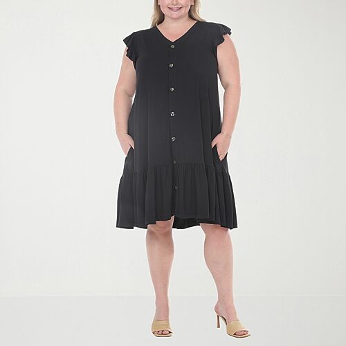Click here for White Mark Button Front Womens Plus Short Sleeve S... prices