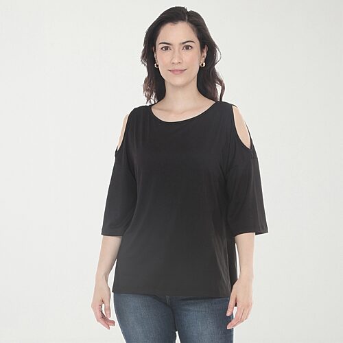 Click here for White Mark Cold Shoulder Womens Scoop Neck 3/4 Sle... prices