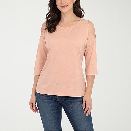 Click here for White Mark Cold Shoulder Womens Scoop Neck 3/4 Sle... prices