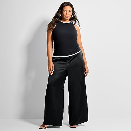Click here for Ashley Graham Womens Plus Satin Pull on Pant  1x... prices