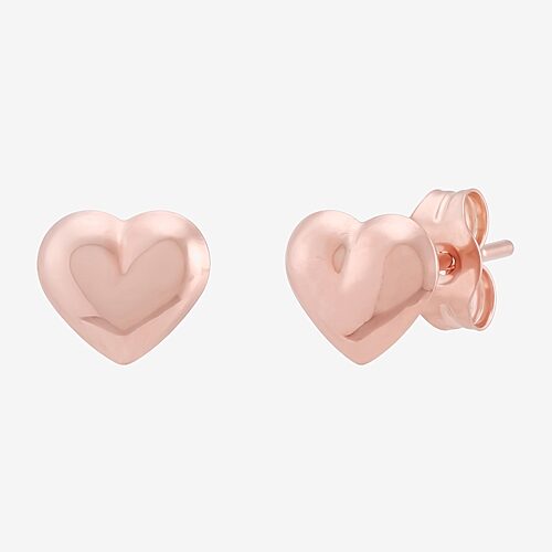 Click here for 14K Gold 5.5mm Heart Stud Earrings  One Size  Pink prices