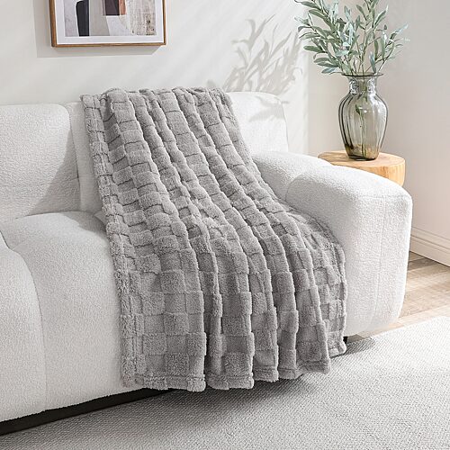 Zane Plush Throw  One Size  Silver