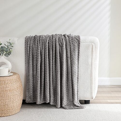 Echo Plush Throw  One Size  Silver