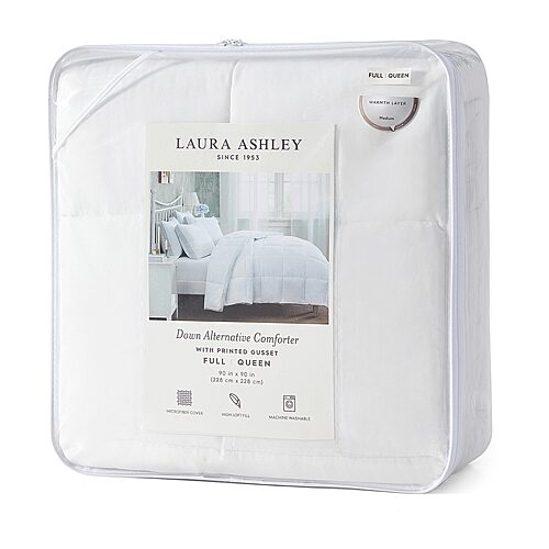 Laura Ashley All Seasons Down Alternative Comforter With Printed Gusset  One Size  Gray