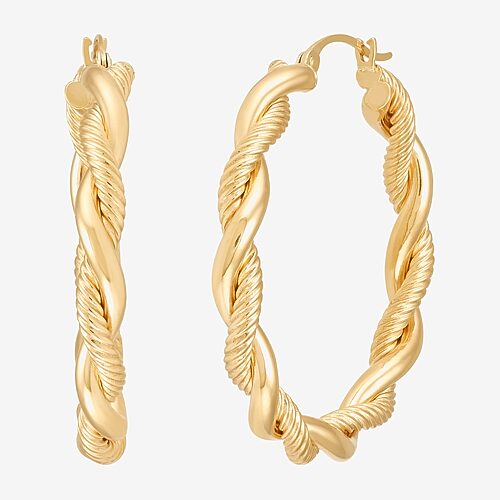Click here for Womens 10K Gold 30mm Hoop Earrings  One Size  Yell... prices