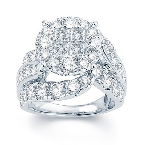 Click here for 5 CT.T.W. Natural Diamond Halo 14K White Gold Enga... prices