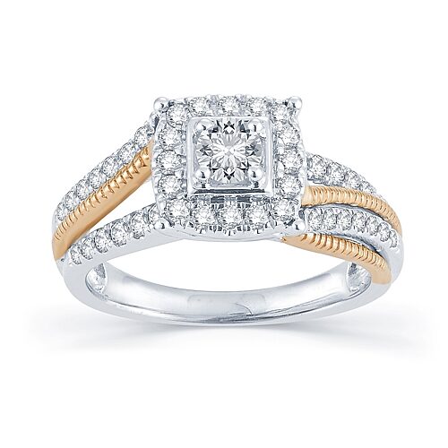 Click here for 3/4 CT.T.W. Natural Diamond 14K Two-Tone Gold Enga... prices