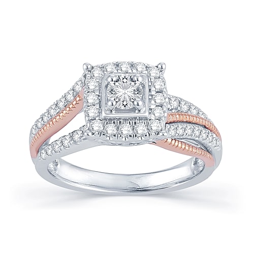 Click here for 3/4 CT.T.W. Natural Diamond 14K Two-Tone Gold Enga... prices