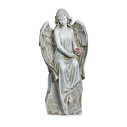 Roman 17.75in Angel With Flowers Statue  One Size  Gray