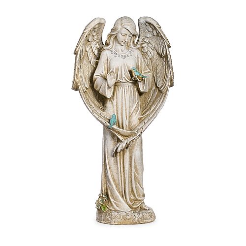 Roman 20in Angel With Birds Statue  One Size  Gray