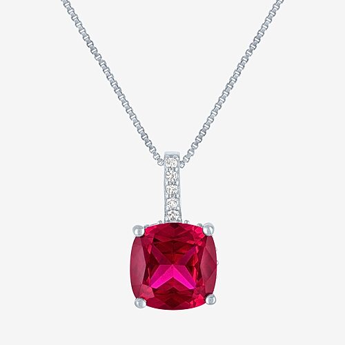 Click here for Womens Lab Created Red Ruby Sterling Silver Cushio... prices