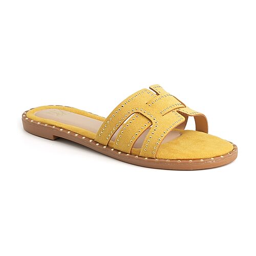 Click here for New York & Company Womens Zora Slides Sandals - Ye... prices