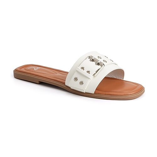 Click here for New York & Company Womens Rey Slides Sandals - Whi... prices