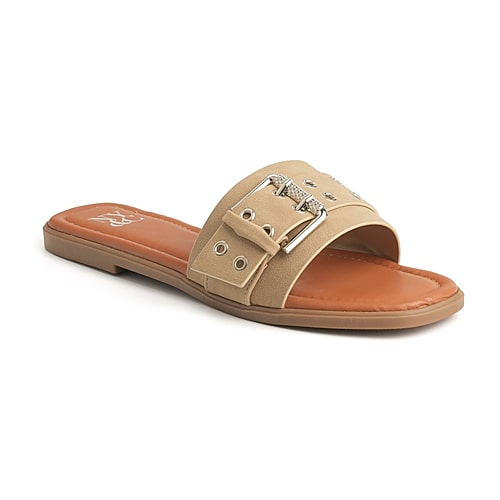 Click here for New York & Company Womens Rey Slides Sandals - Nud... prices