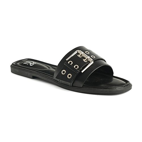 Click here for New York & Company Womens Rey Slides Sandals - Bla... prices
