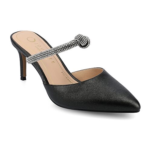 Journee Collection Womens Lunna Rhinestone Knot Dress Pumps - Black Sparkle