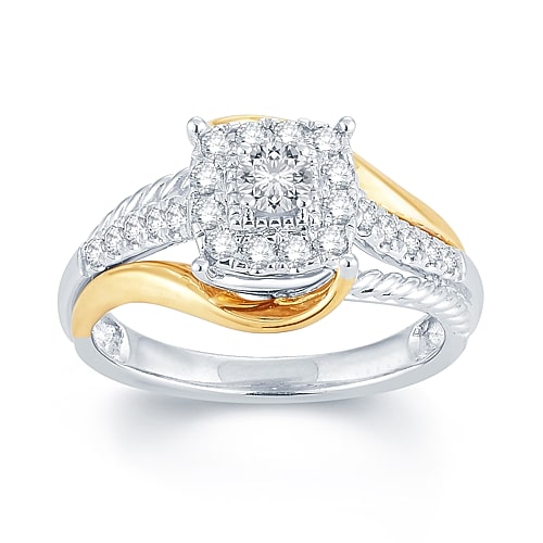 Click here for 1/2 CT.T.W. Natural Diamond 14K Two-Tone Gold Enga... prices