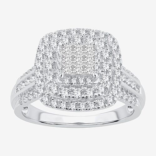 Click here for Womens 1 CT.T.W. Natural Diamond Cushion Halo Enga... prices