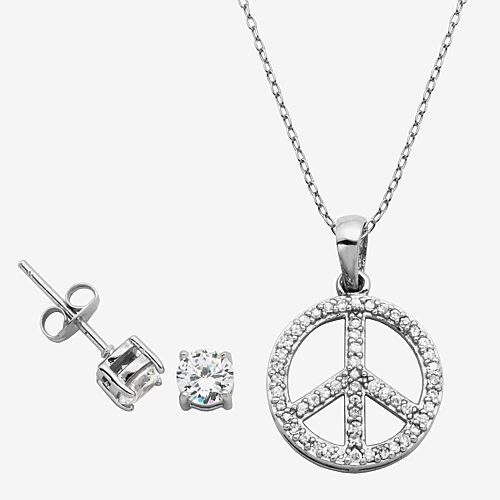 Click here for DiamonArt White Cubic Zirconia Sterling Silver 2-p... prices