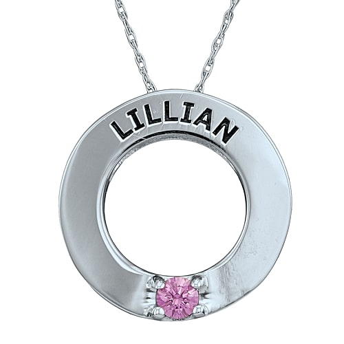Click here for Personalized Simulated Birthstone Engraved Open Ci... prices