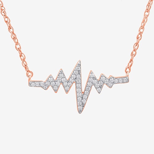 Click here for 1/7 CT. T.W. Diamond Heartbeat Necklace in 14K Gol... prices