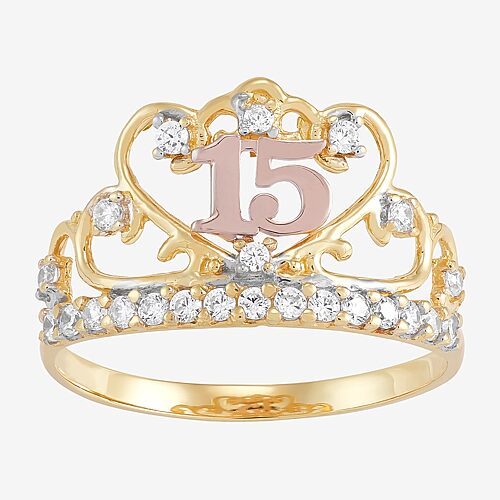 Click here for Tesoro Cubic Zirconia 14K Two-Tone 15 Quinceanera... prices