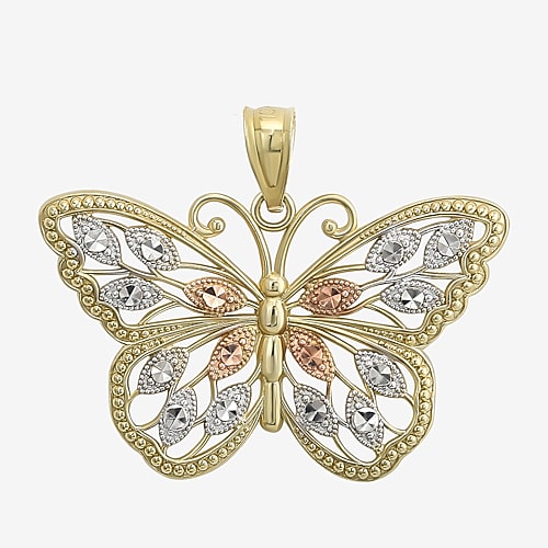 Click here for 10K Tri-Tone Gold Butterfly Pendant  One Size  Gol... prices